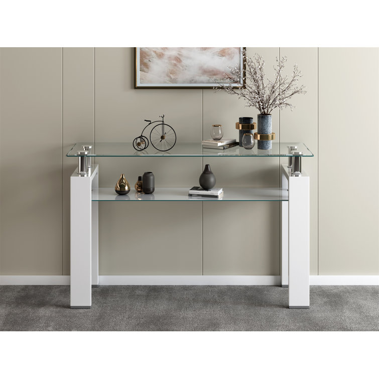 Brayden Studio® Cen 47.2'' Glass Top Console Table | Wayfair